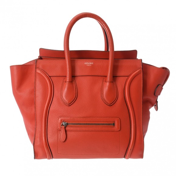Celine | Bags | Celine Luggage Mini Shopper Orange Drummed Calf Handbag ...